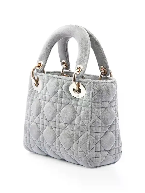 Dior Mini Velvet Cannage Lady Satchel - Grey