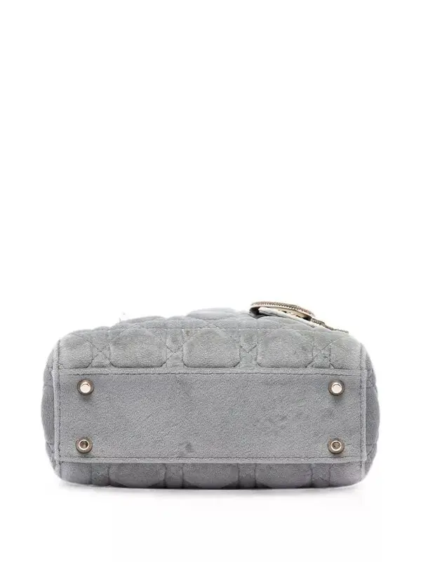 Dior Mini Velvet Cannage Lady Satchel - Grey