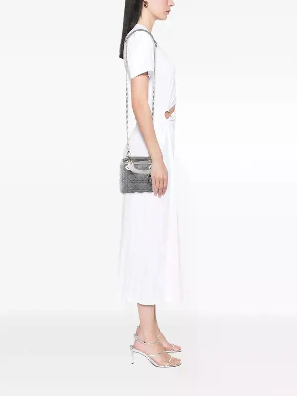 Dior 2019 Mini Velvet Cannage Lady Satchel - Grey