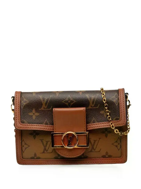 LOUIS VUITTON Monogram Reverse Dauphine Wallet On Chain Crossbody Bag - Brown