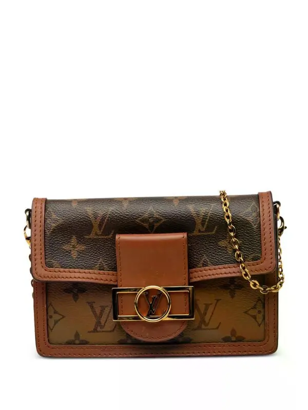 LOUIS VUITTON Monogram Reverse Dauphine Wallet On Chain Crossbody Bag - Brown