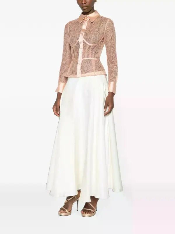 Elisabetta Franchi Lace-panelled Satin-trim Shirt