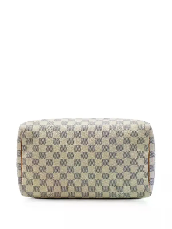 LOUIS VUITTON Damier Azur Speedy 30 Boston Bag - White