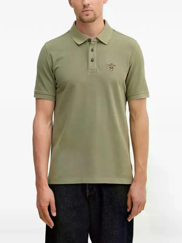 AERONAUTICA MILITARE Logo-embroidered Polo Shirt - Green
