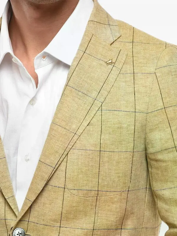 Corneliani Windowpane-pattern Linen Blazer
