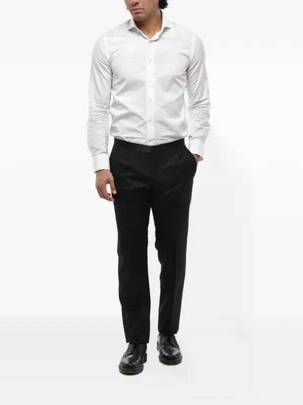 Corneliani Virgin Wool Trousers With Satin Detail