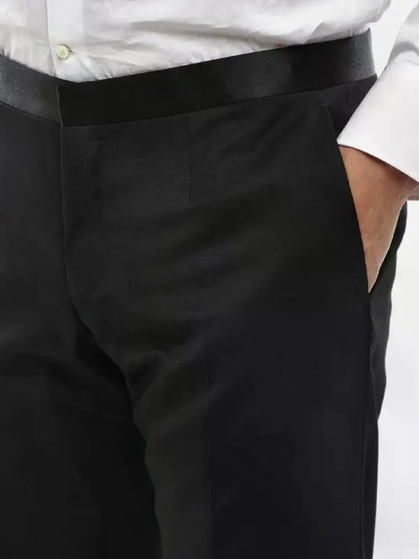 Corneliani Virgin Wool Trousers With Satin Detail