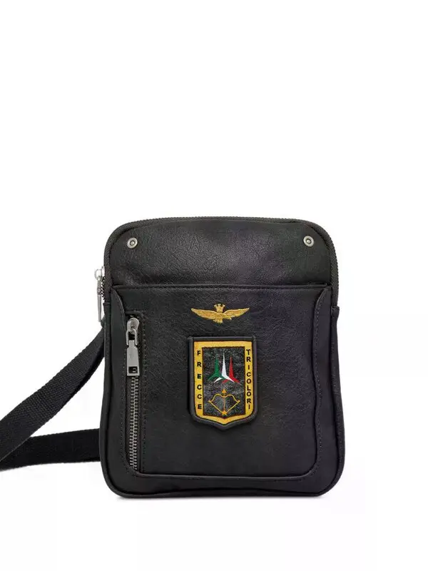 AERONAUTICA MILITARE Grained Textured Belt Bag With Embroidered Patch - Black