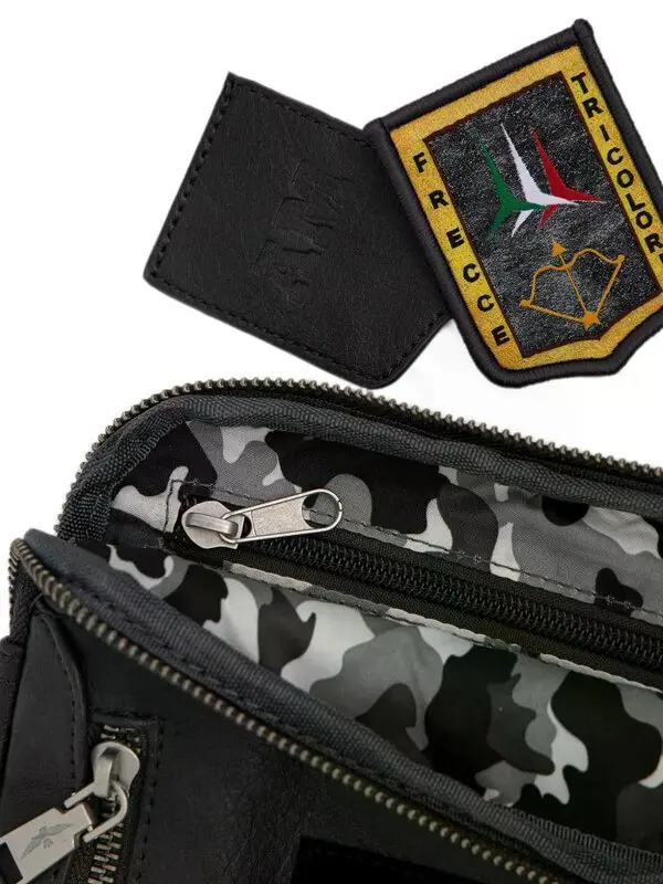 AERONAUTICA MILITARE Grained Textured Belt Bag With Embroidered Patch
