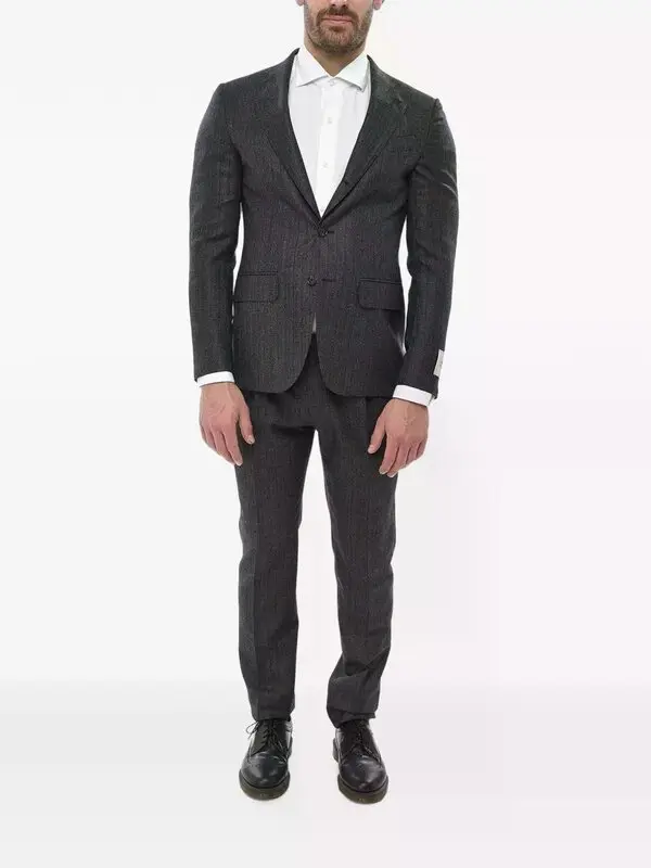 Corneliani Virgin Wool Herringbone Suit