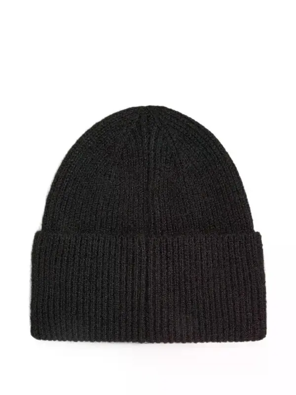 Karl Lagerfeld Ikon Furry Patch Beanie - Black