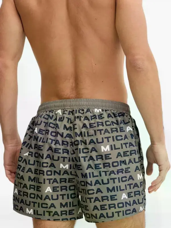 AERONAUTICA MILITARE Logo-print Drawstring Swim Shorts - Green