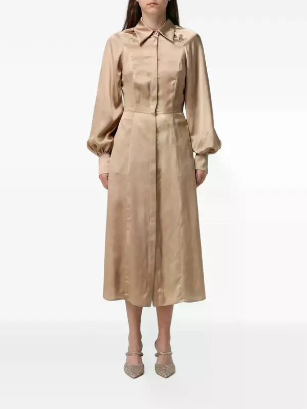 CRIDA MILANO Windsor Satin-finish Midi Dress - Neutrals