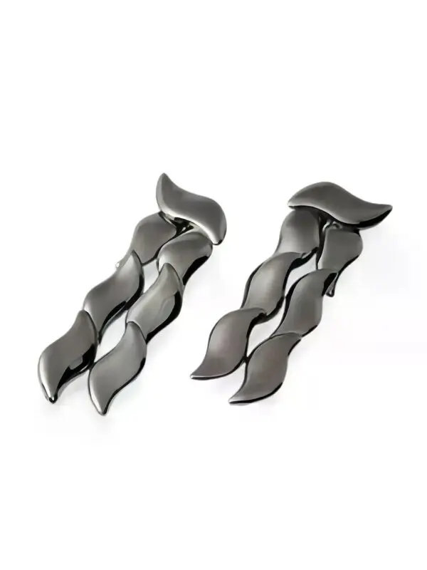 Valentino Garavani Shadowshine Sculptural Wave Drop Earrings - Black