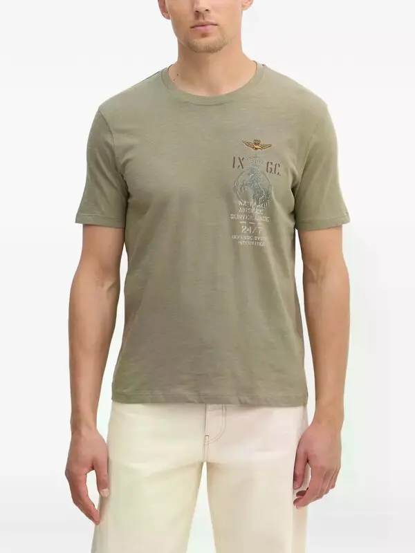 AERONAUTICA MILITARE Graphic-print Slub-texture T-shirt - Green