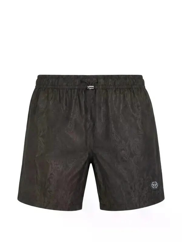 Philipp Plein Gothic Allover Pattern Swimming Shorts - Black