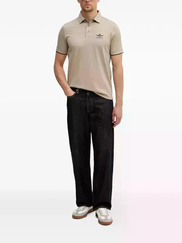 AERONAUTICA MILITARE Logo-embroidered Polo Shirt - Neutrals
