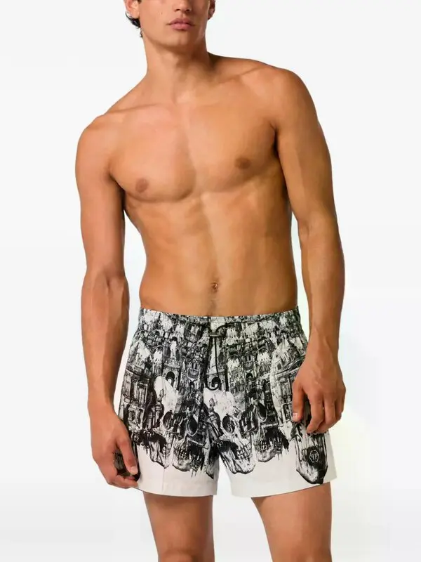 Philipp Plein Skull Hotel Swimming Shorts - White