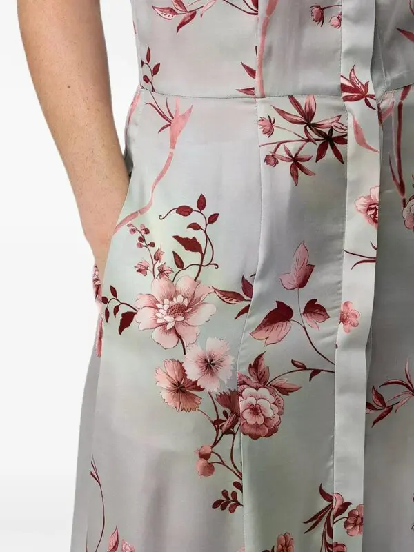 CRIDA MILANO Campanula Floral-print Maxi Dress - Grey