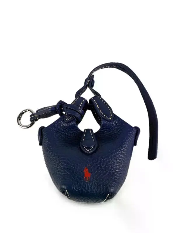 Polo Ralph Lauren Logo-embroidered Pebbled Leather Keyring - Blue