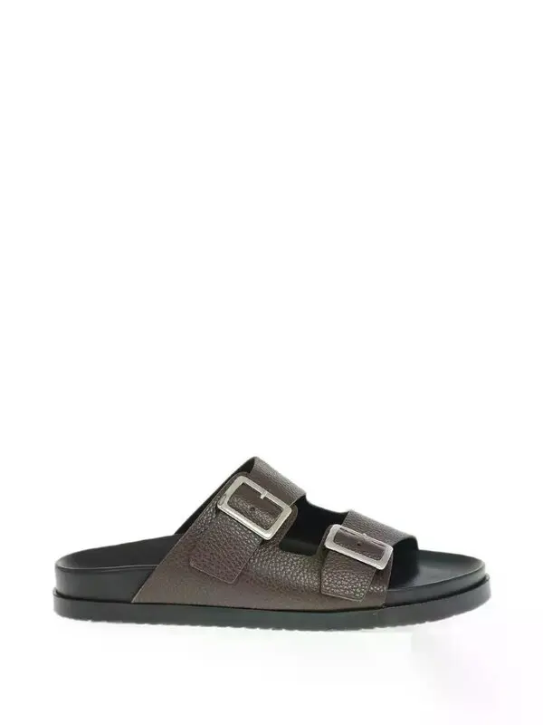 Corneliani Pebbled Leather Buckle Sandals