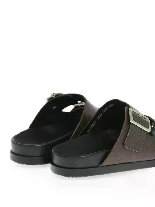 Corneliani Pebbled Leather Buckle Sandals