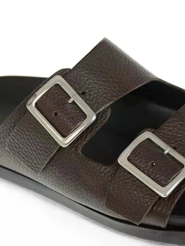 Corneliani Pebbled Leather Buckle Sandals