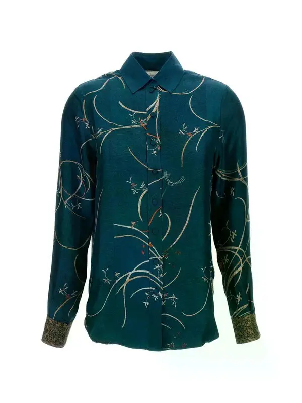 PIERRE-LOUIS MASCIA Printed Silk Shirt - Blue