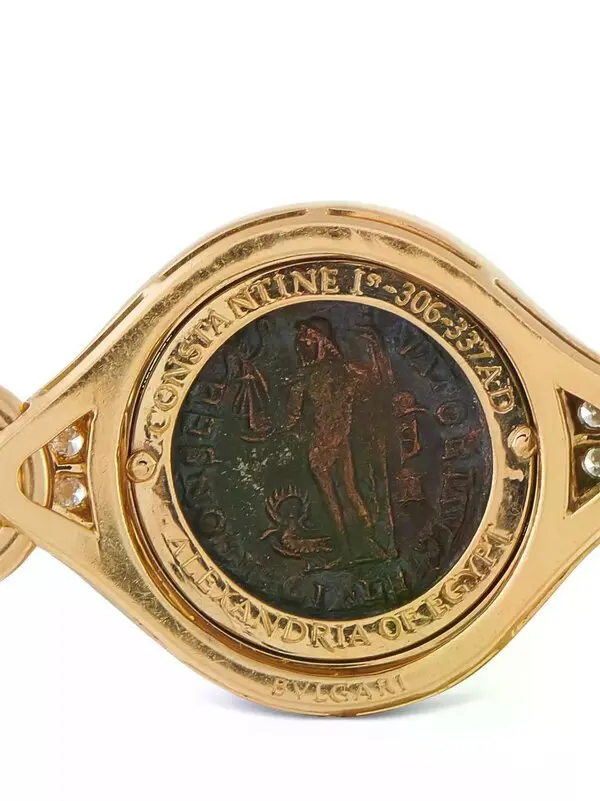 BVLGARI 18k Yellow And White Diamond And Ancient Coin Bracelet