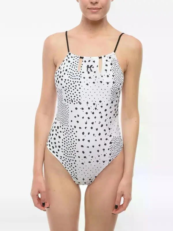 Karl Lagerfeld Logo-print Open-back Swimsuit - White