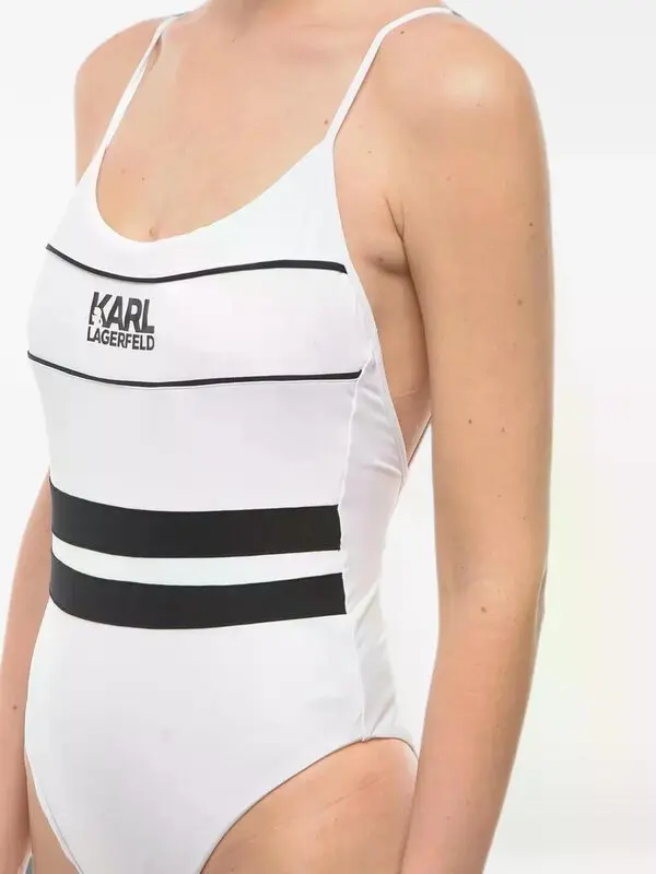 Karl Lagerfeld Logo-print Striped Swimsuit