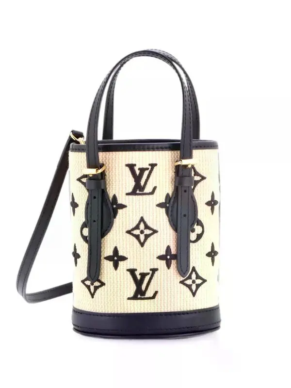 LOUIS VUITTON By The Pool Monogram Raffia Nano Bucket Bag
