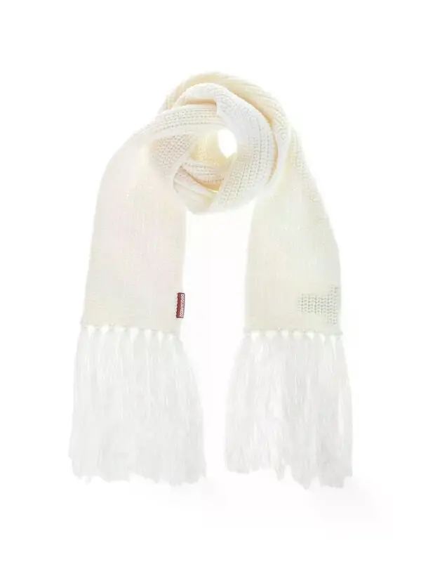 Dsquared2 Fringed-hem Chunky-knit Scarf - White