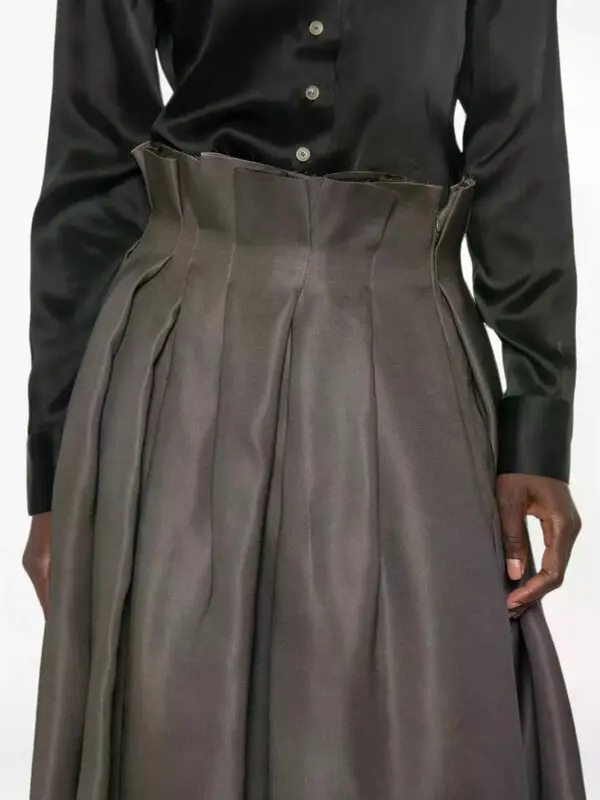 Khaite Astrid Pleated Midi Skirt - Grey