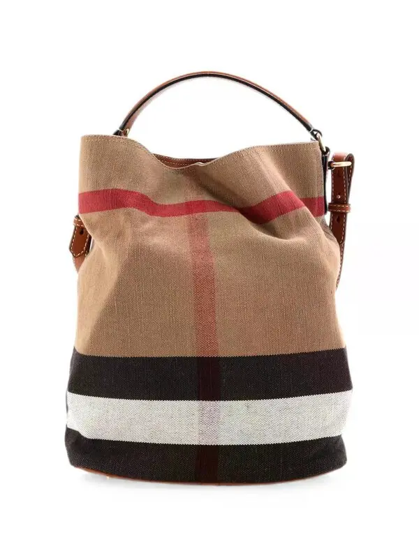 Burberry Ashby Bag House Check Canvas Medium Bucket Bag