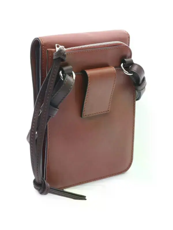 Loewe 2010-2026 Bicolor Leather Anagram Gusset Flat Crossbody Bag - Brown