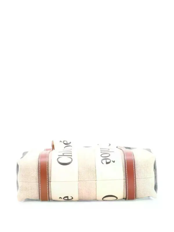 Chloé Woody Convertible Canvas With Leather Small Tote Bag - Neutrals