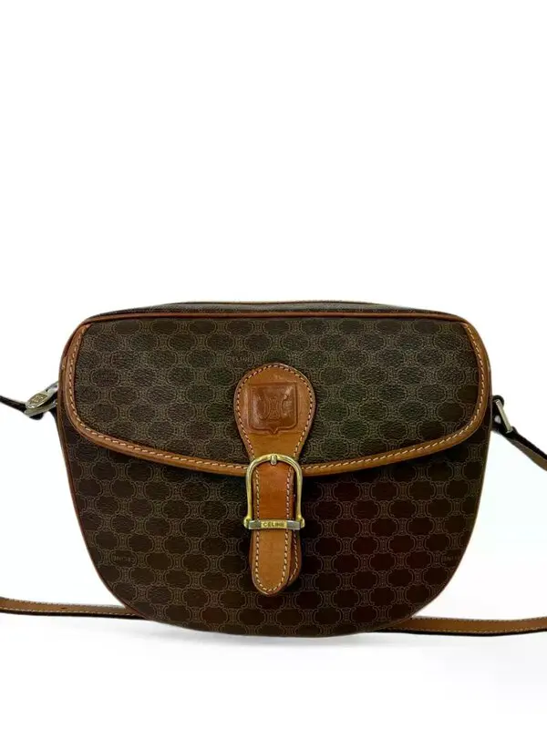 Celine Macadam Coated Canvas Crossbody Bag - Brown