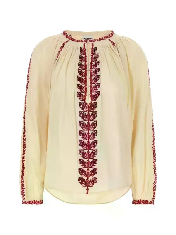 Isabel Marant Étoile Lena Embroidered Cotton Blouse - Neutrals