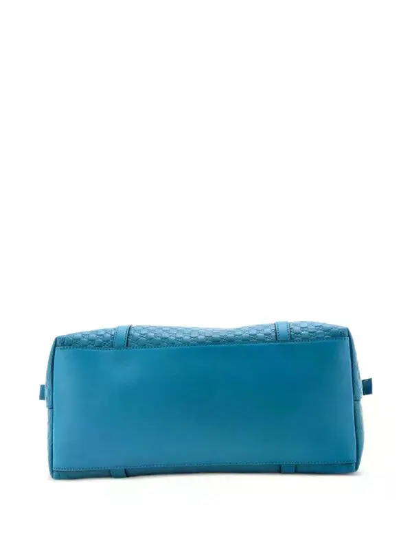 Gucci Britt Convertible Dome Microssima Leather Medium Satchel - Blue