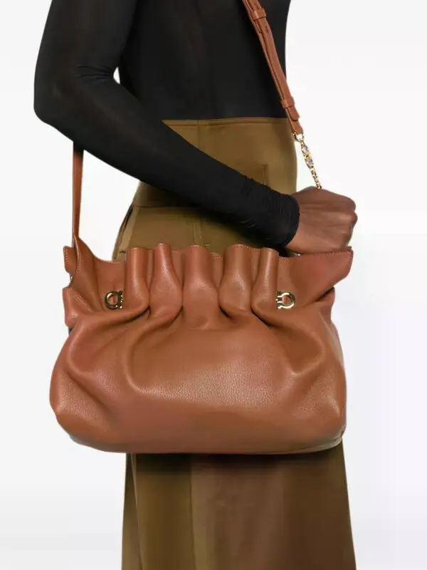 FERRAGAMO Gancini Leather Shoulder Bag