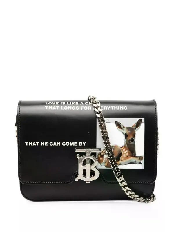 Burberry 2018-2026 Small Smooth Calfskin Bambi Tb Crossbody Bag - Black