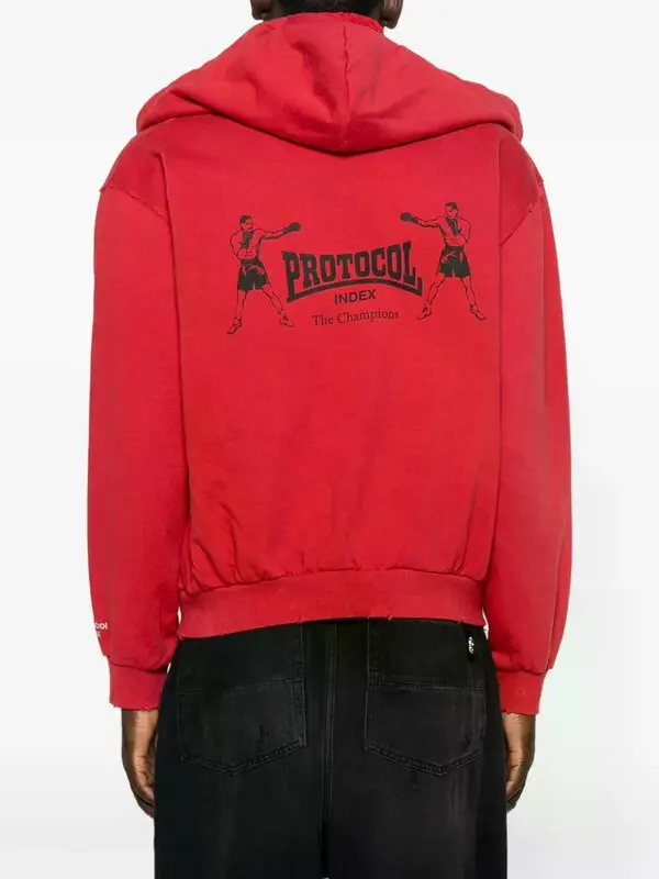 PROTOCOL INDEX Terry Graphic-print Zip-up Sweatshirt