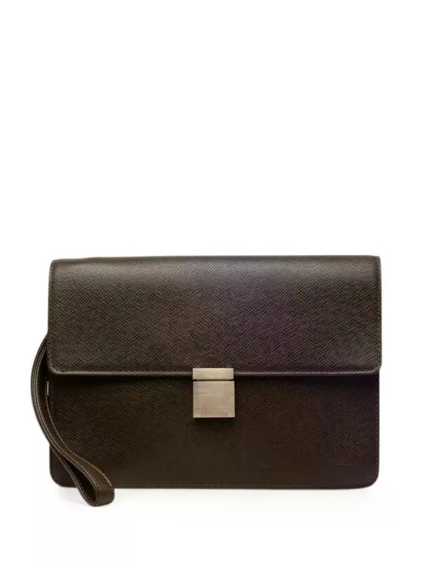 LOUIS VUITTON Taiga Selenga Clutch Bag - Brown