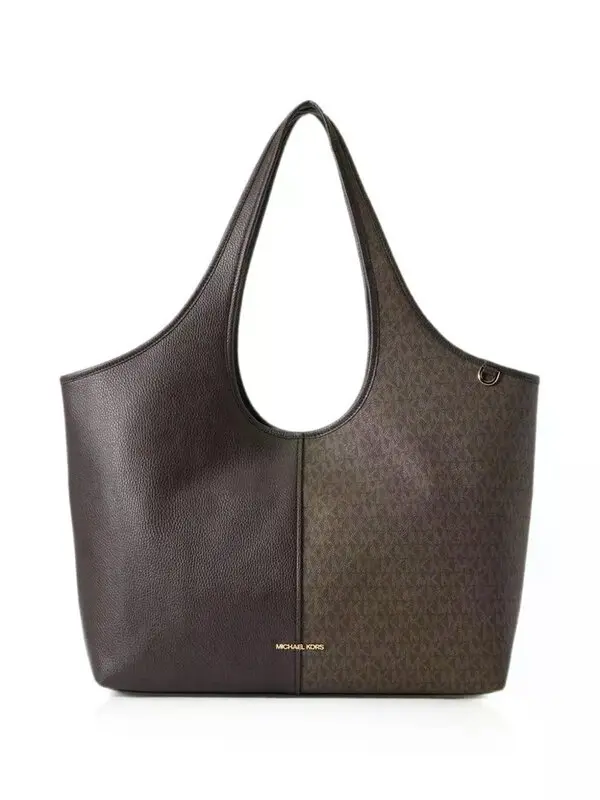 Michael Kors Henly Large Signature Logo And Textured Tote Bag - Brown