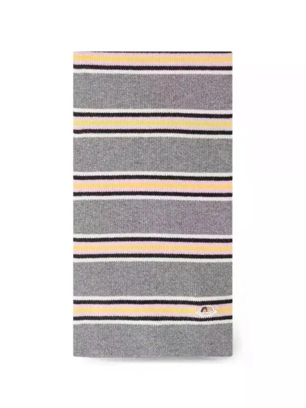 Fiorucci Angel-patch Striped Scarf - Grey