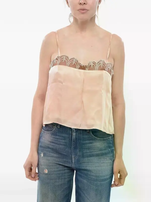 BODE Lace-trim Satin Top