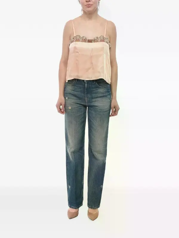 BODE Lace-trim Satin Top