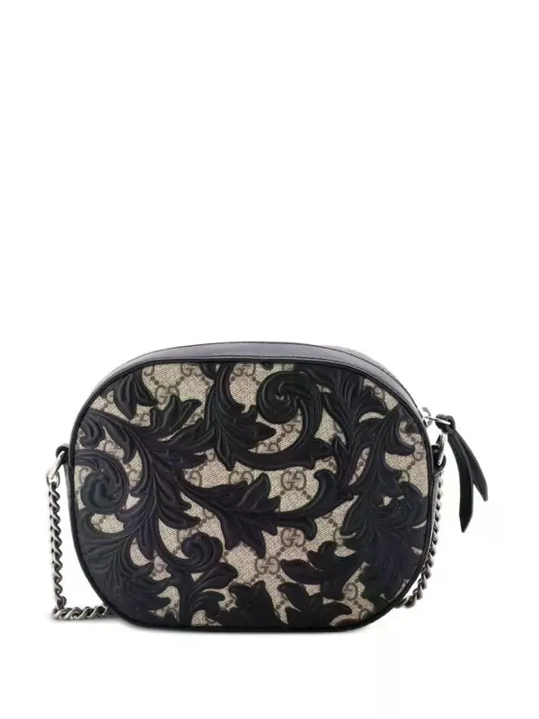Gucci Chain Arabesque Gg Coated Canvas With Leather Mini Crossbody Bag