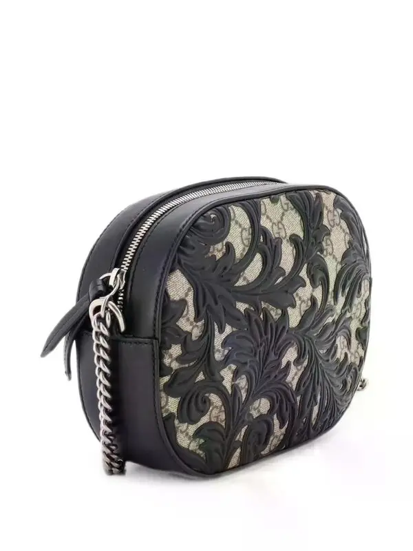 Gucci Chain Arabesque Gg Coated Canvas With Leather Mini Crossbody Bag